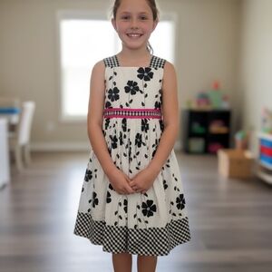 George | Dresses | George White Dress With Black Floral Print And Pink ...